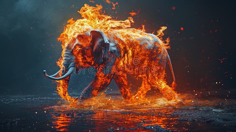 Flaming Elephant stock illustration. Illustration of animals - 302707647
