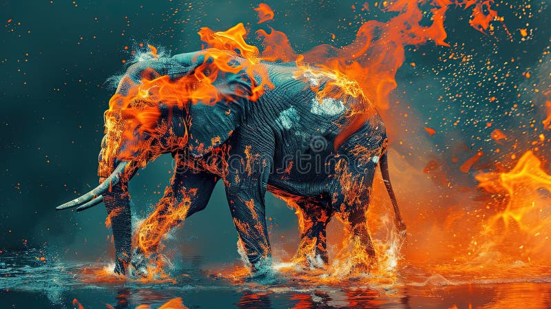 Flaming Elephant stock illustration. Illustration of vector - 302707760