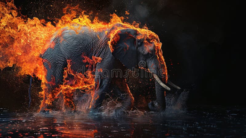 Flaming Elephant stock illustration. Illustration of cartoon - 302707780