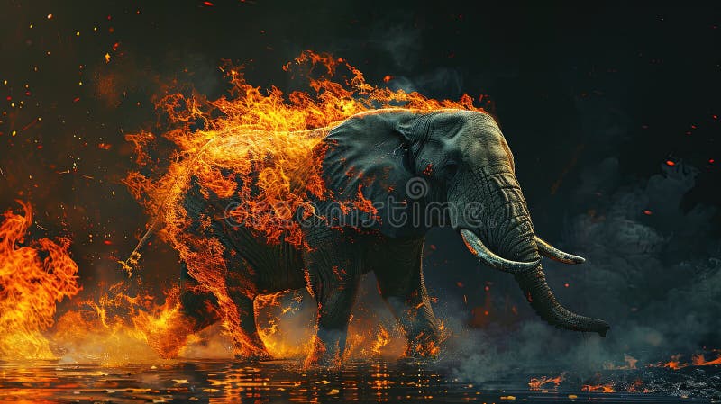 Flaming Elephant stock illustration. Illustration of mammal - 302708090