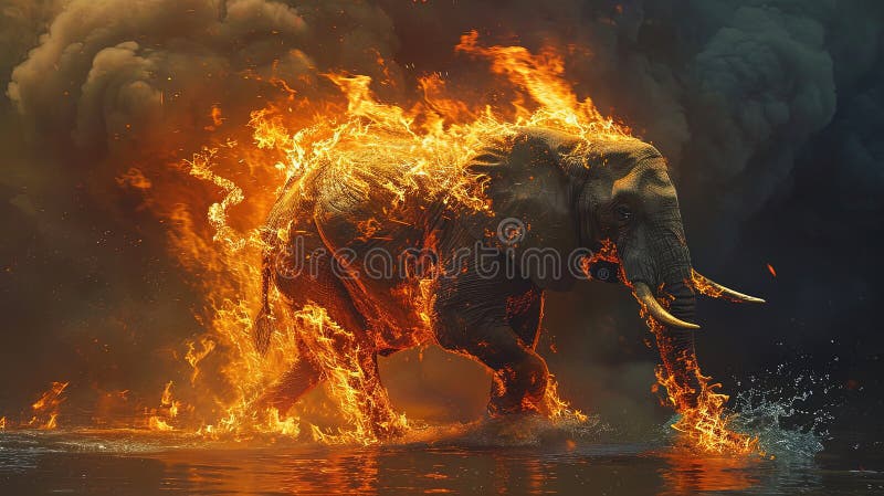 Flaming Elephant stock illustration. Illustration of mammal - 302708633