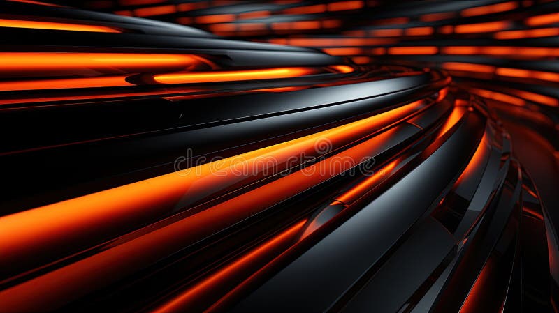 Amber Glow Lines on Black stock illustration. Illustration of drawing ...