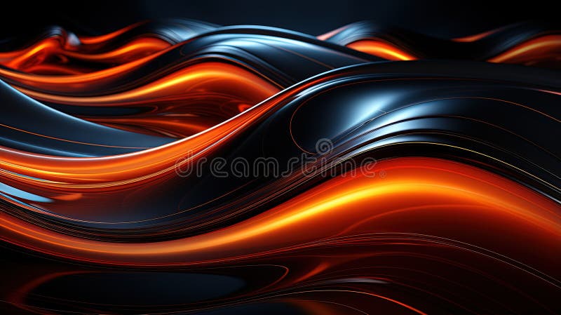 Amber Glow Lines on Black stock illustration. Illustration of black ...