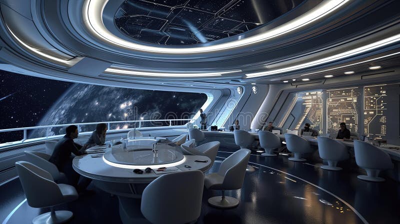 Observation Lounge in a Starship Stock Illustration - Illustration of ...