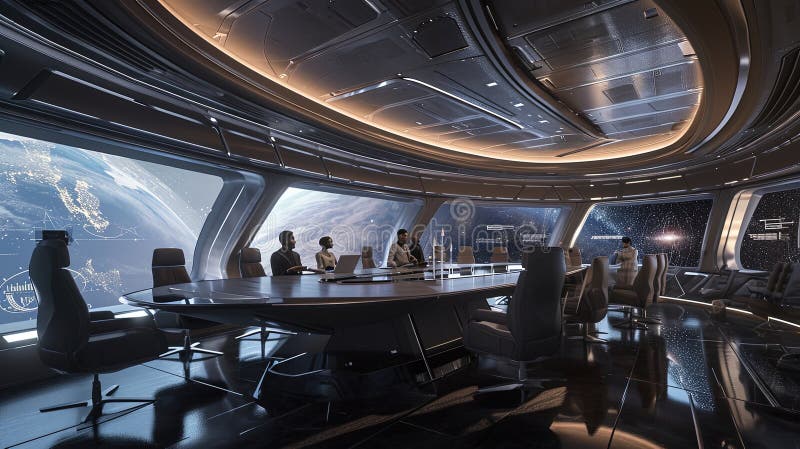 Observation Lounge in a Starship Stock Illustration - Illustration of ...