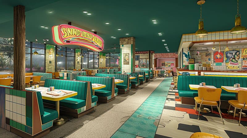 Retro Diner Vibes stock illustration. Illustration of chair - 303432098