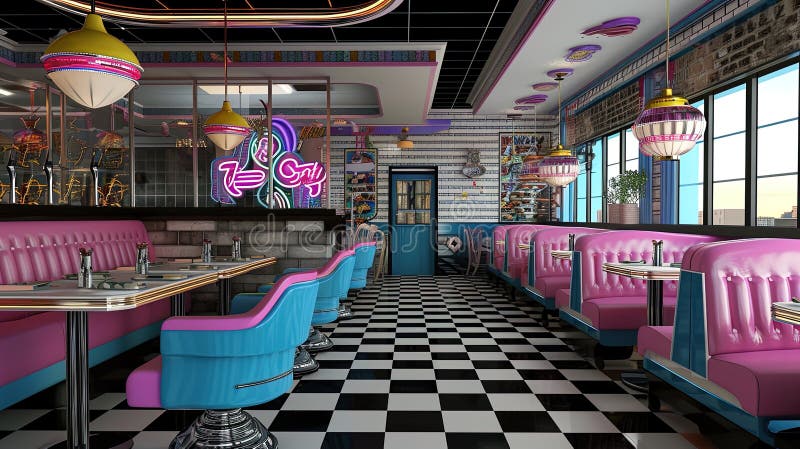 Retro Diner Vibes stock illustration. Illustration of graphixperience ...