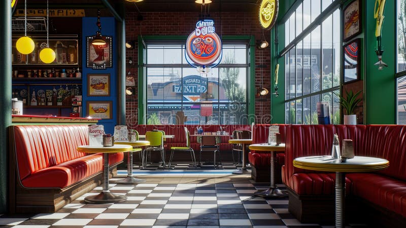 Retro Diner Vibes stock illustration. Illustration of house - 303434002