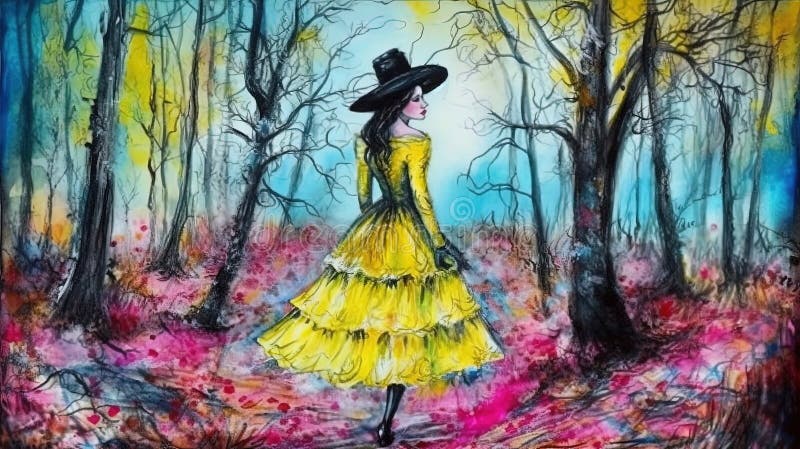 Beautiful Magical Witch Drawing Stock Image - Image of magic, stunning ...