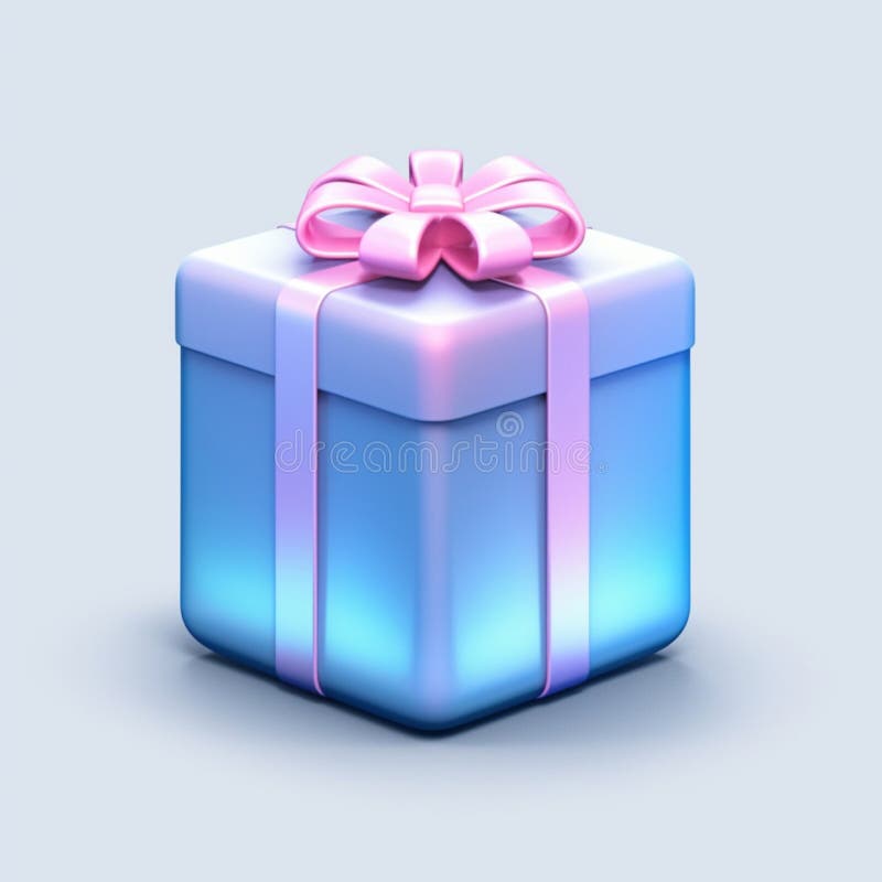 Illustration, Generative AI, a Gift Icon, Blue Simple Icon, Front View ...