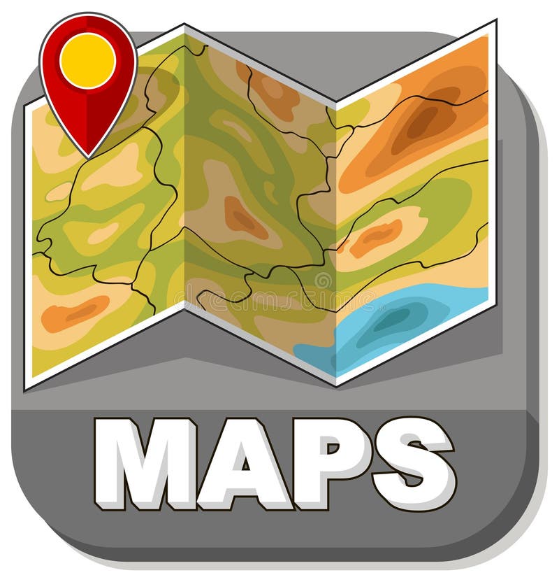 Illustration of a Generic Map with Red Marker Stock Vector ...