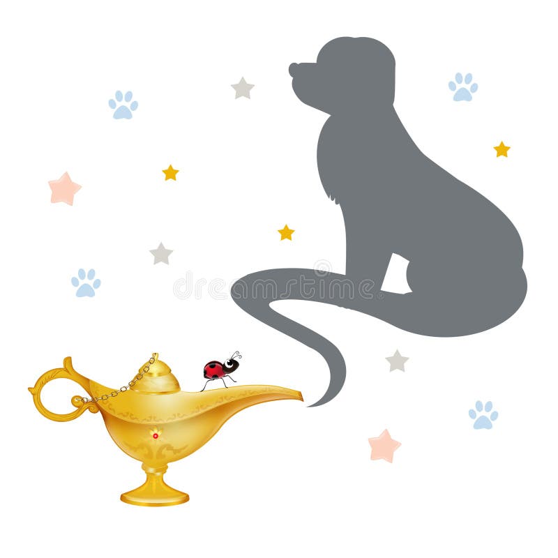 Illustration of Genius Dog in the Magic Lamp Stock Illustration ...