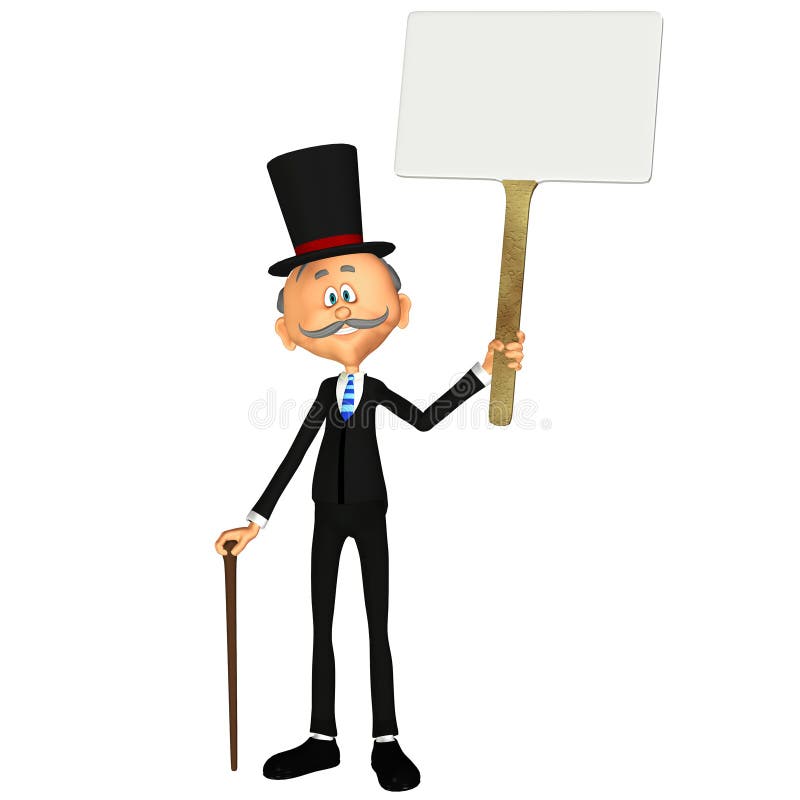 Old Man Holding A Blank Sign Stock Vector - Illustration of granddad ...