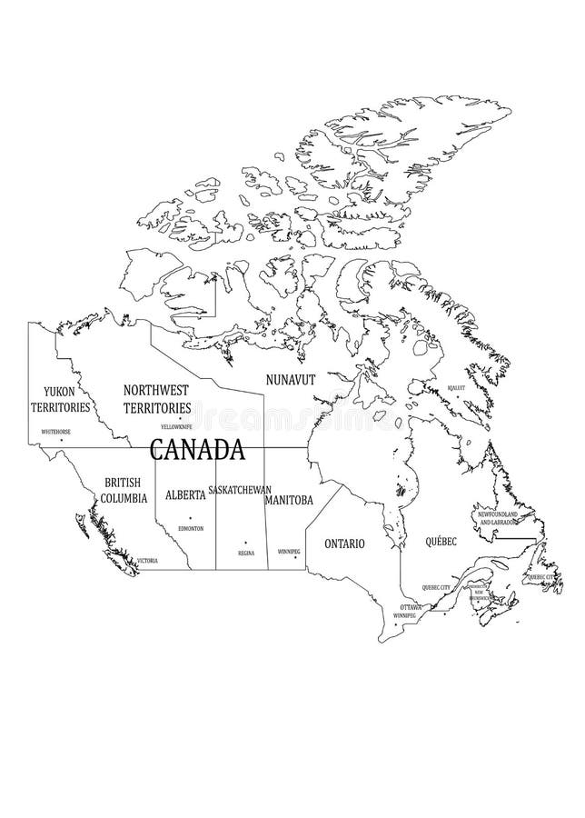 Illustration with the Geographical Map of Canada Stock Vector ...