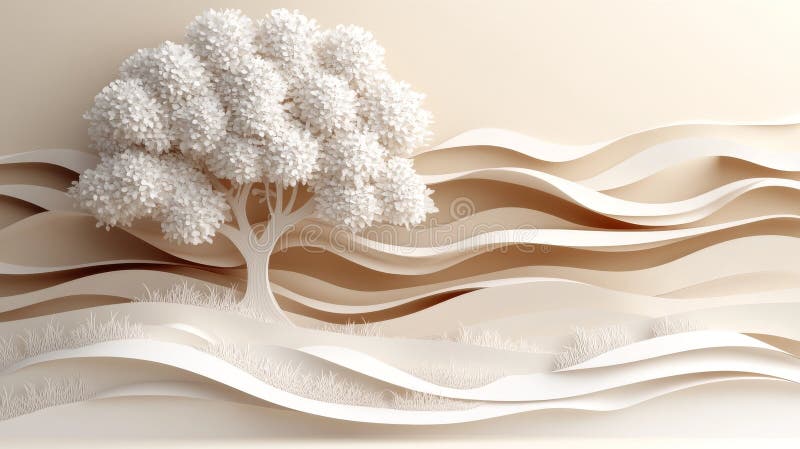 The Illustration of a Geometric Tree with Pastel-colored Branches ...