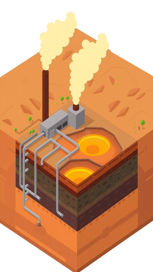 Geothermal Power Station with Earth Heat. Generative AI Stock ...