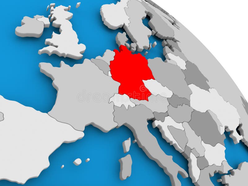 Germany in red on map stock illustration. Illustration of political ...