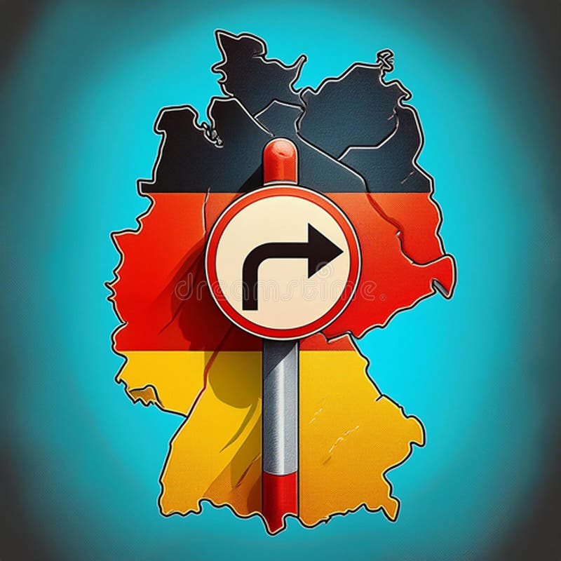 Germany Map Turned Right with Road Sign Symbolizing Political Shift ...