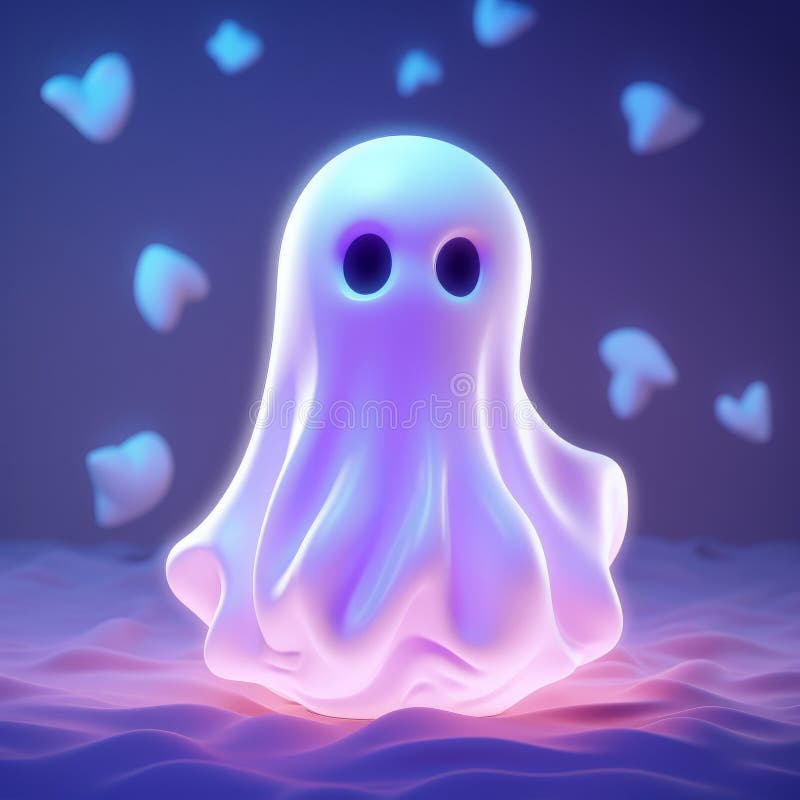 An Illustration of a Ghost in the Sand with Hearts Around it Stock ...