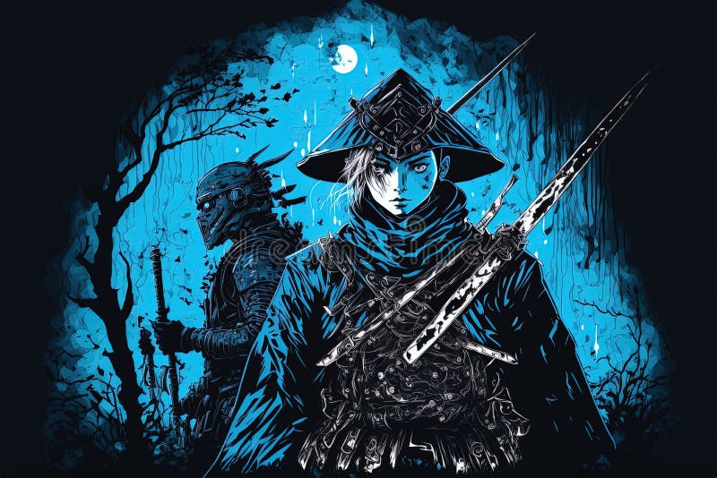 Illustration of a Ghost Warrior Samurai in Heavy Armour. Ronin Samurai ...