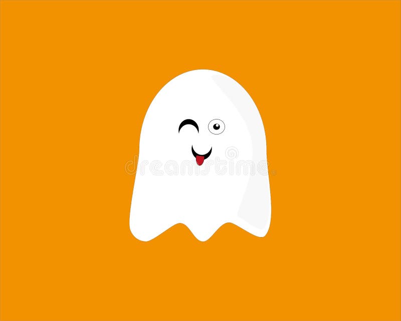 Sad Winking Ghost on Orange Background Stock Illustration ...