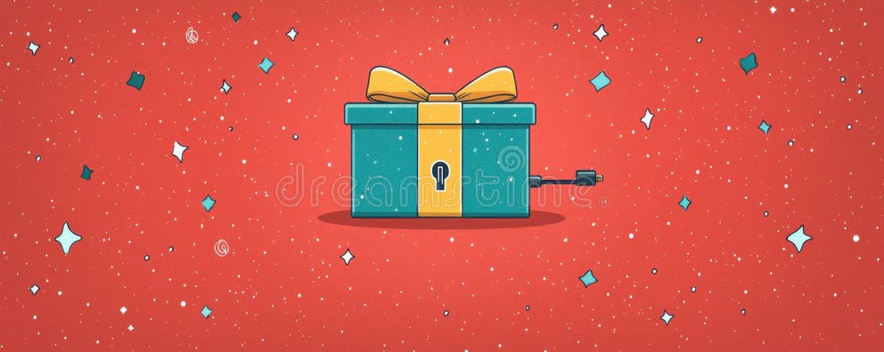 Illustration of a Gift Box with Electrical Plug on Red Background Stock ...
