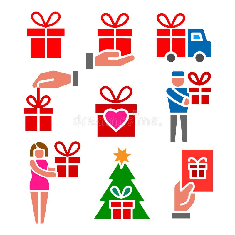 Gifts icon set stock vector. Illustration of offer, delivery - 209080227
