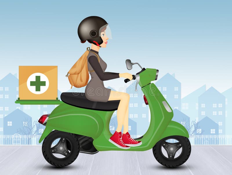 Illustration of Girl Delivering Medication Stock Illustration ...