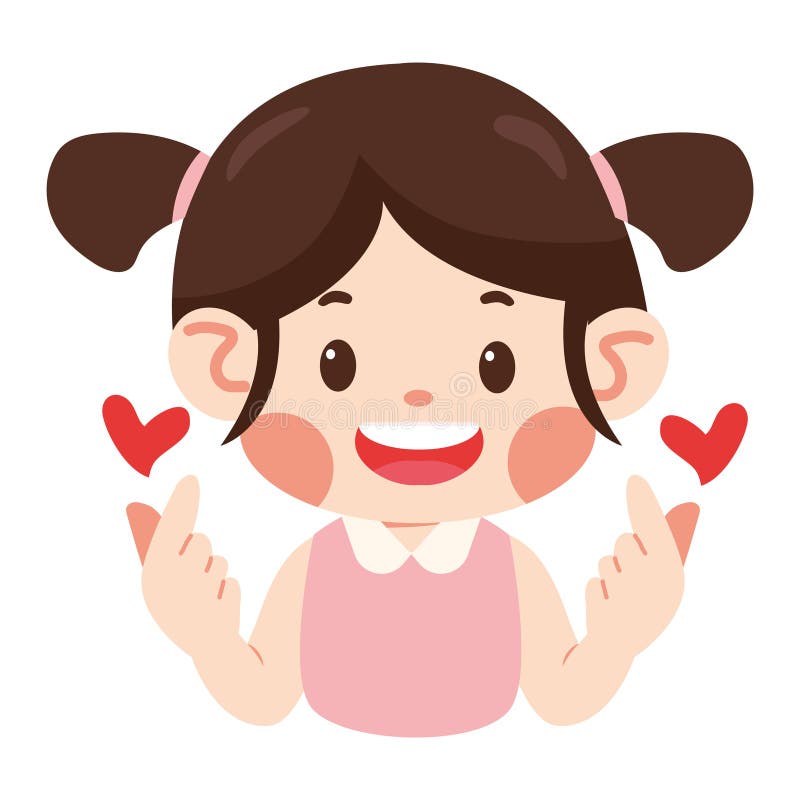 Illustration of Girl Doing Finger Heart Gesture Stock Vector ...