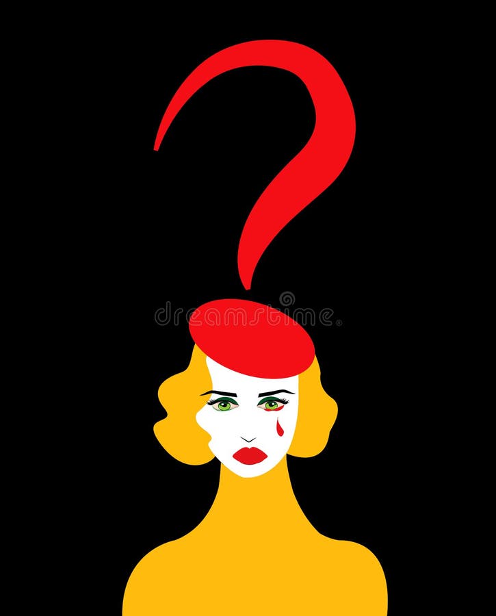Illustration of a Girl with a Question Mark Hat Stock Vector ...
