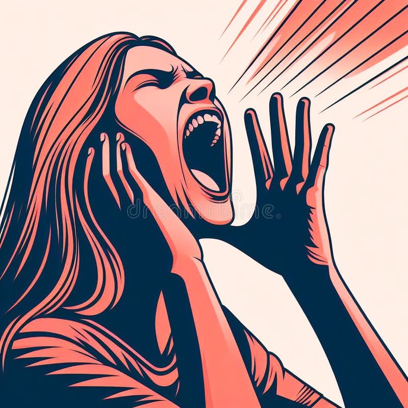 Illustration of a Girl Screaming Stock Image - Image of person, mouth ...