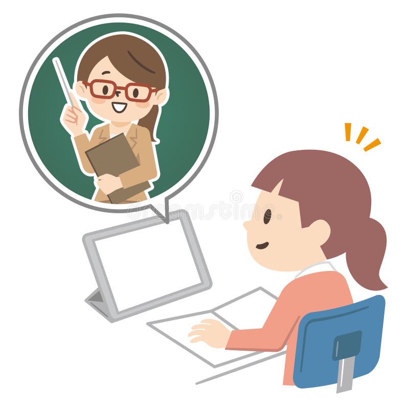 Illustration of a Girl Taking an Online Class Stock Vector ...
