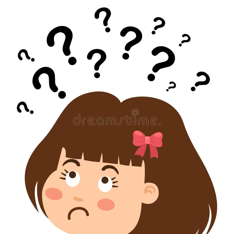 Girl Thinking with Question Marks Vector Stock Vector - Illustration of ...