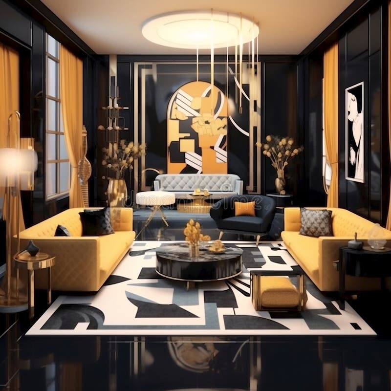 Glamorous Modern Interior Style. Stock Illustration - Illustration of ...