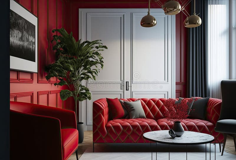 Illustration of Glamour Modern Style Interior Design Stock Illustration - Illustration of ...