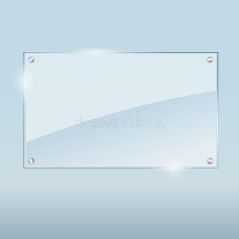 Illustration of Glass or Plastic Transparent Panel on Blue Background ...
