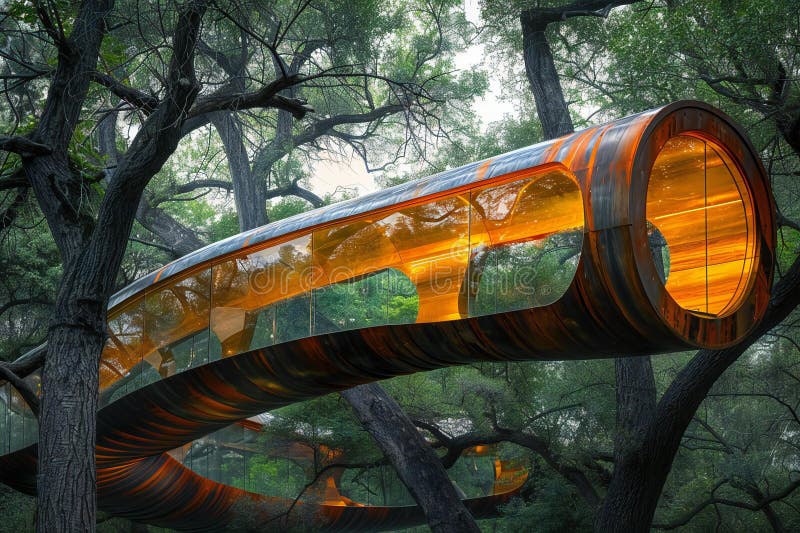 Illustration of Glass Walkway Crossing the Tree Canopy, High Quality ...