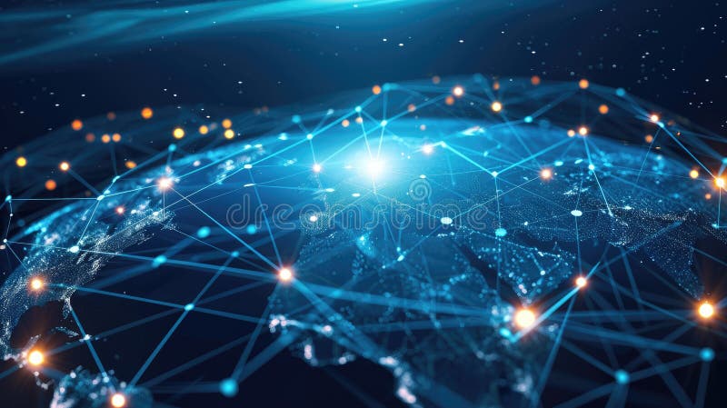 Illustration of Global Communication and Networking with a Globe ...