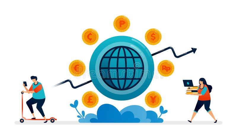 Illustration of Global Currency Transactions Exchanges in Banking ...
