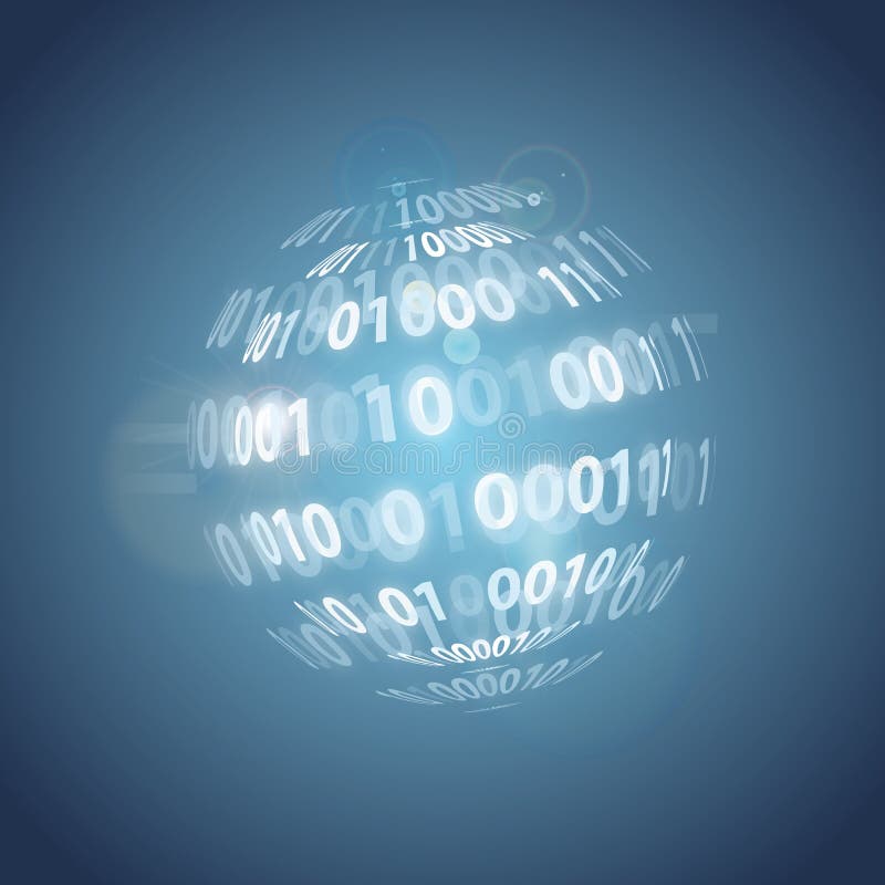 Illustration Of A Globe With Cyber Numbers On A Blue Digital Background ...