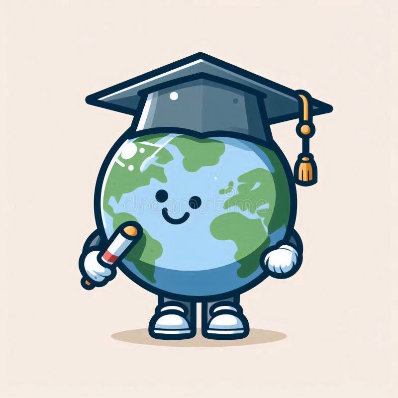 Illustration of a Globe in a Graduation Cap. Generated AI Stock ...