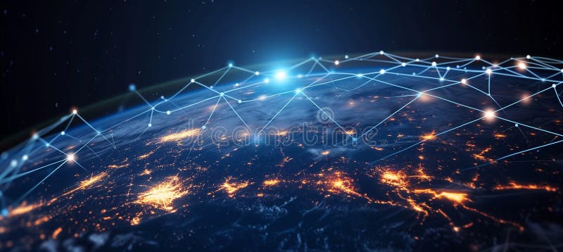 Interconnected Communication Lines on Globe for Global Reach, Online ...