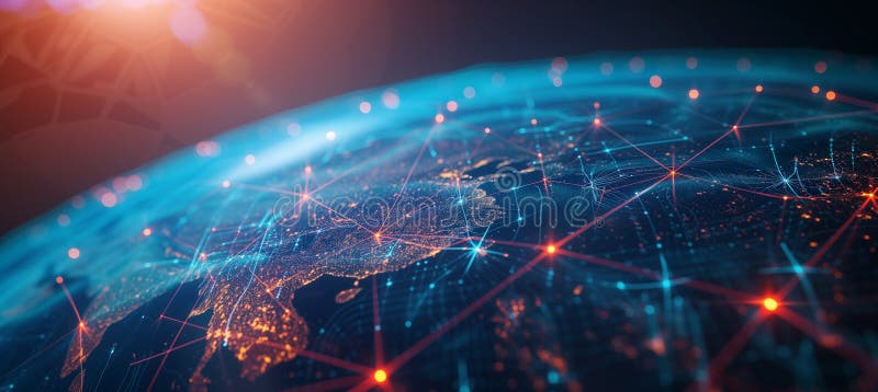 Interconnected Communication Lines on Globe for Global Reach, Online ...