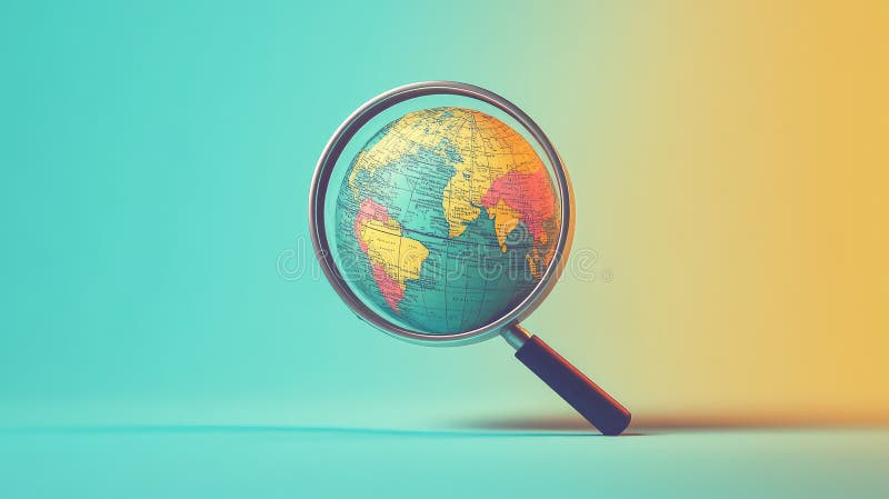Illustration of a Globe with Magnifying Glass Seeking Solutions To ...
