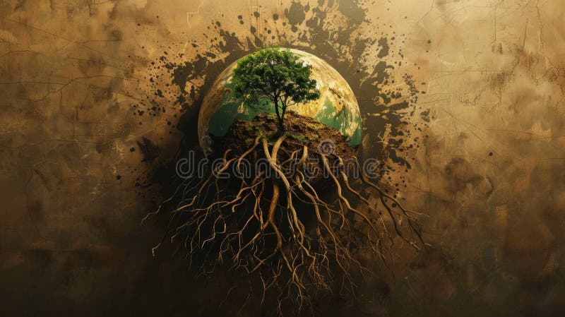 An Illustration of a Globe with Roots Growing from it Symbolizing the ...