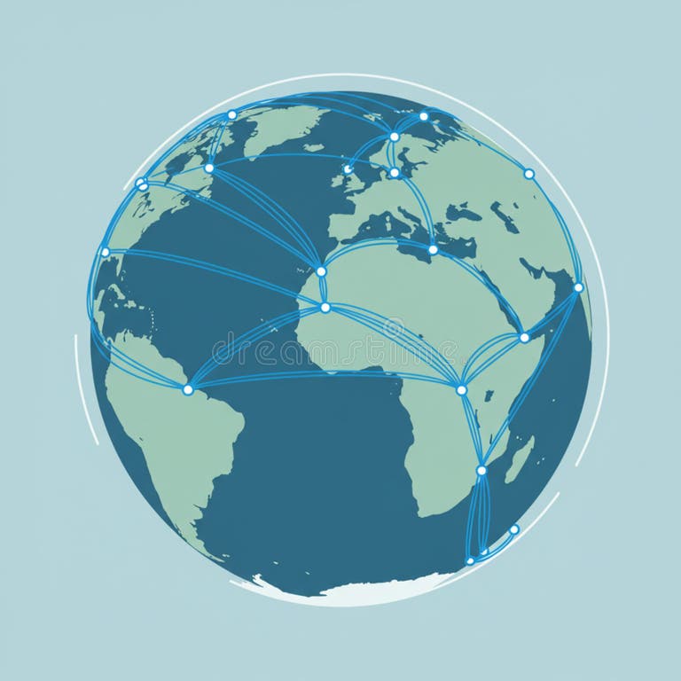 Illustration of a Globe Showing a Network of Connected Points Across ...