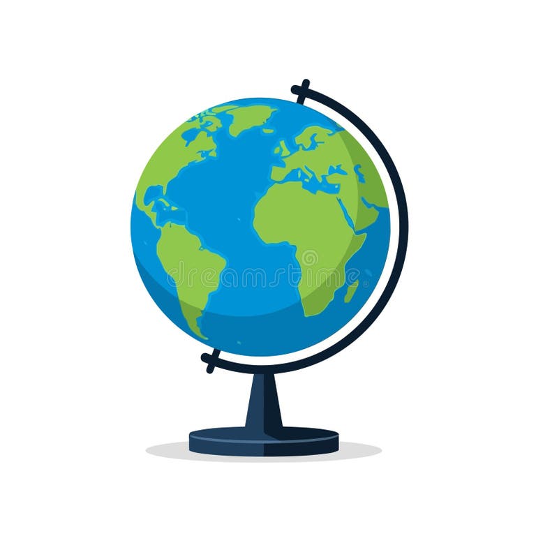Illustration of a Globe, a Spherical Model of Earth with Continents ...