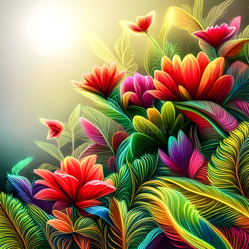 Illustration of Glowing Flowers, Created by AI Generator Stock ...