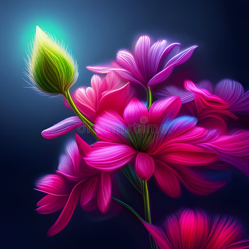 Illustration of Glowing Flowers, Created by AI Generator Stock ...