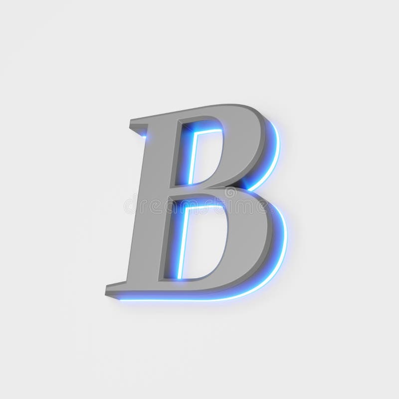 Illustration of Glowing Letter B on White Background. 3d Illustration ...